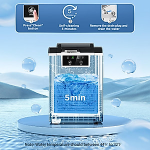 JINJUNYE Nugget Ice Maker Countertop, 38LBS/Day, Self Cleaning, Soft Chewable Pellet Ice Machine, Portable Crushed Ice Makers for Home, Kitchen, Stainless Steel