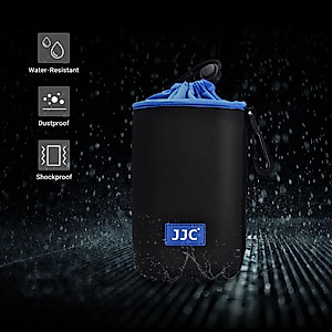 JJC Drawstring Neoprene Camera Lens Pouch Case, Protective Lens Bag for Mirrorless Lenses Up to 3.5 x 5.9 (D X H) for Canon RF 24-240mm EF-S 18-55mm f/3.5-5.6 Ni 55-200mm f/4-5.6G and More