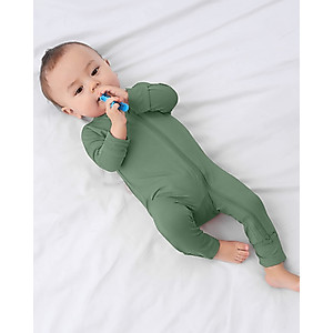 Rayon Baby Sleeper with Mitten Cuffs, Footless Pajamas Baby Boy 6-12 Months Green