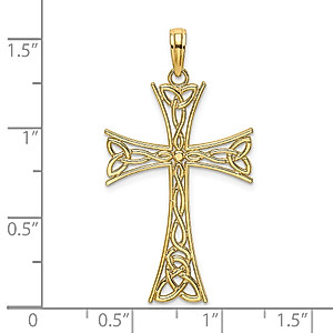 Solid 14k Yellow Gold Celtic Knot Irish Claddagh KNOT CROSS Charm Pendant 34mm