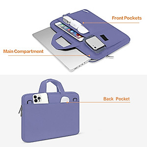 MOSISO Laptop Shoulder Bag Compatible with MacBook Air/Pro, 13-13.3 inch Notebook, Polyester Flapover Briefcase Sleeve Case, Lavender Gray