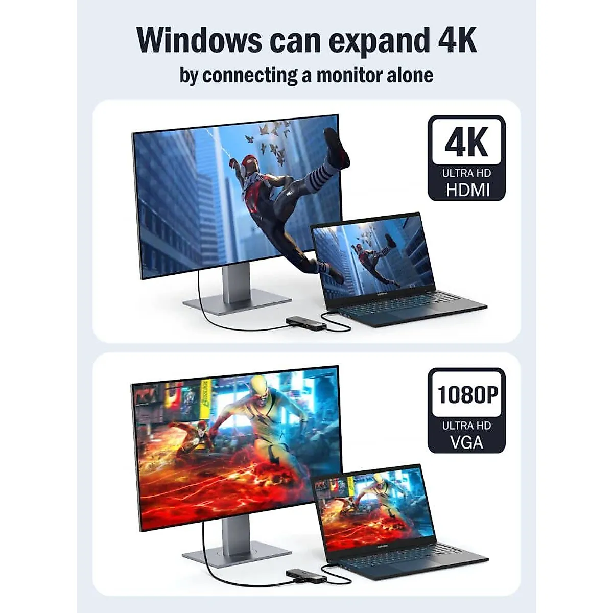 Lemorele USB C Docking Station for Laptop, 10 in 1 Triple Display Monitors Adapter w/4K Dual HDMI, 1080P VGA, 3 USB3.0/2.0, TF/SD 2.0, 3.5mm Audio, 100W PD, for MacBook, HP, Dell, Lenovo, Surface