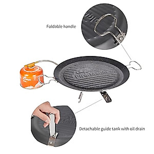 Fire-Maple Camping Griddle Plate | Nonstick Outdoor Portable Grill Pan for Stovetop | BBQ Gas Griddle Pan for Camping Stove Ridged Surfaces 31 X 31cm