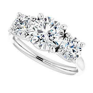 Moissanite Ring 10K Solid White Gold Handmade Engagement Ring 1.50 CT Round Cut Moissanite Diamond Three Stone Wedding/Bridal Rings for Women/Her Proposes Rings By Rivaan Jewel (8.5)