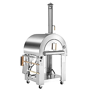 Empava 32.5" Outdoor Pizza Oven Grill Compatible with Wood Fire and Portable Gas in Stainless Steel