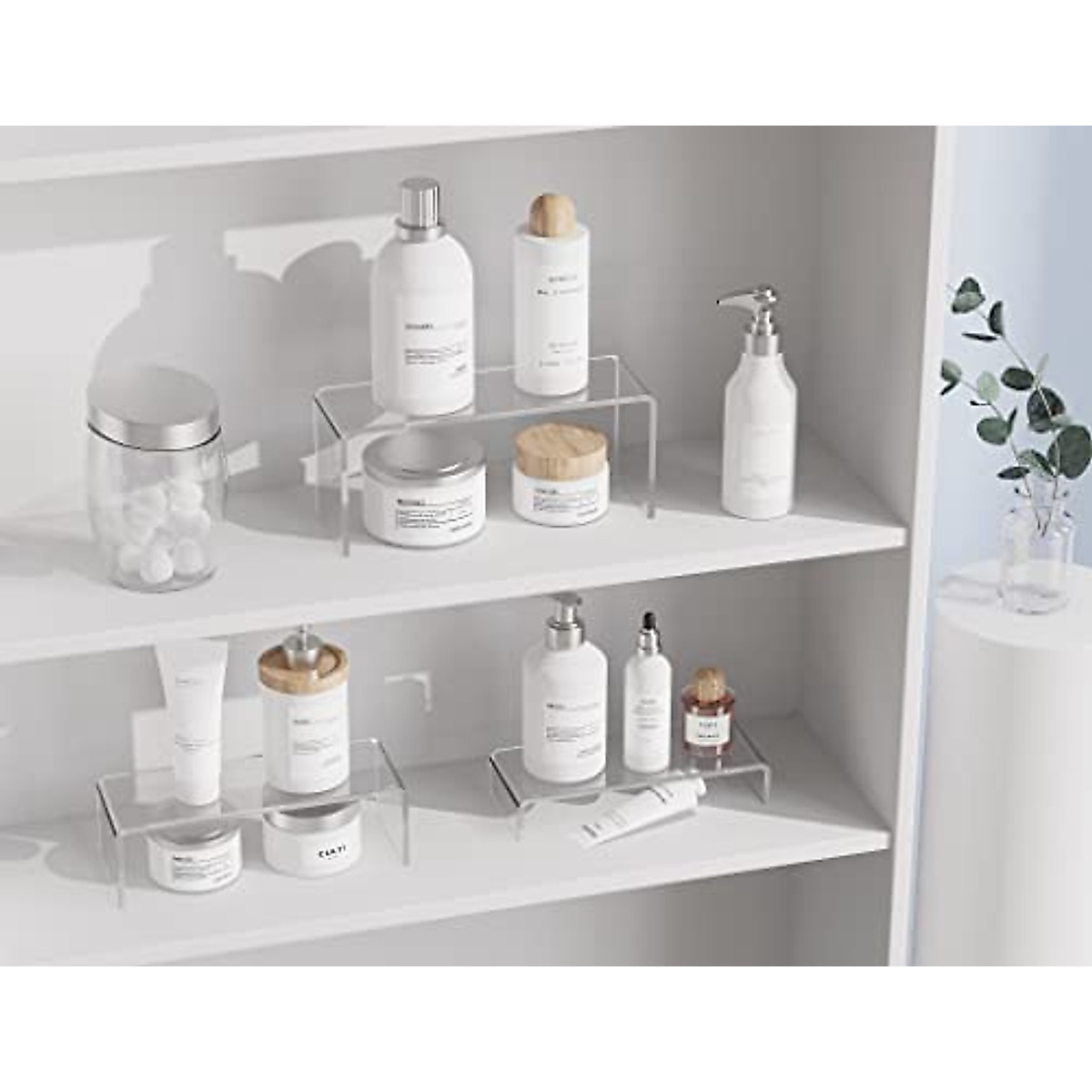 Kcrystenia 9" Perfume Stand (1 Pack) & 6 Pack Acrylic Risers for Display