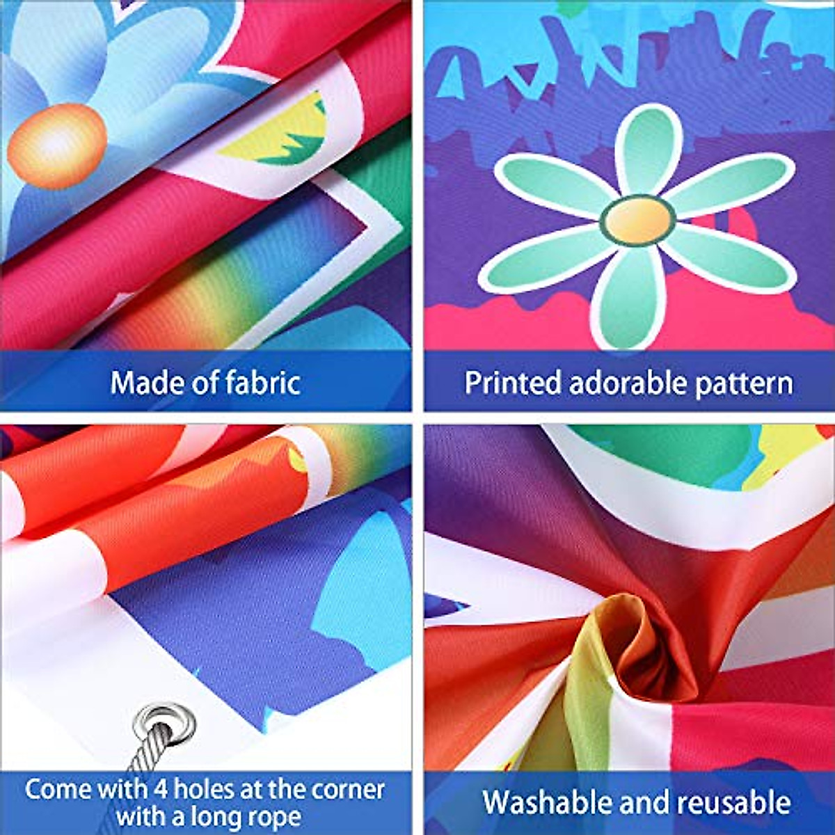 60's Carnival Groovy Decoration Banner Hippie Theme Party Photography Background 60's Party Scene Setters Groovy Wall Decoration Kit Peace and Love for Large Party Supplies 72.8 x 43.3 Inch