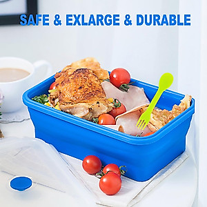 FUSMYE Extra Large Collapsible Silicone Food Storage Containers With Lids, 82.8oz, 2 Pack, XXL Foldable Bento Lunch Box, Big Meal Boxes for Kitchen, Camping, BPA Free