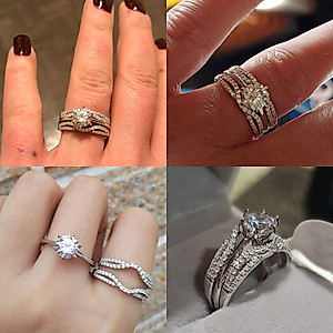 Wuziwen Wedding Rings for Women Solitaire Ring Enhancer for Engagement Ring Sterling Silver Size 8