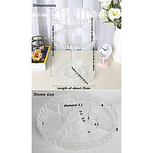 BOTIDE Diamond Pattern Three Layers Perfume Organizer, 360 Rotating Diamond Cosmetic Storage Box Transparent Acrylic Swivel Shelf Desktop Skin Care Product Dresser Finishing, Plus Size