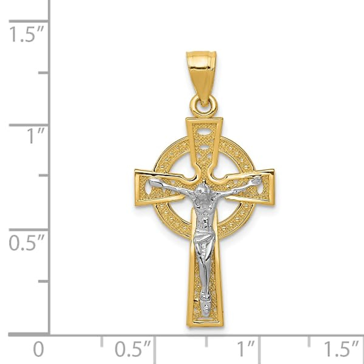 IceCarats 14K Two Tone Gold Iona Lord Jesus Christ Crucifix Holy Cross Necklace Heart Claddagh Celtic Religious Pendant Charm Irish Jewelry Only