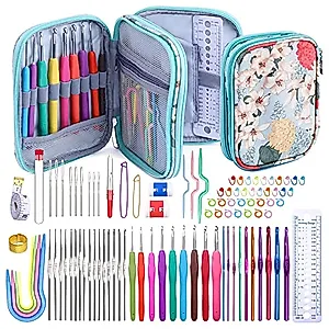 Mayboos 96 Pack Crochet Hooks Set, Ergonomic Knitting Needle Weave Yarn Kits with Storage Case and Crochet Needle Accessories, Crochet Needles Kit for Beginners and Experienced Crochet Hook Lovers