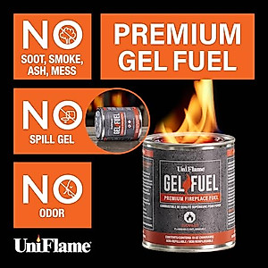 UniFlame - Gel Fuel, Premium Fireplace Fuel (12 Pack) | 12 13oz Cans