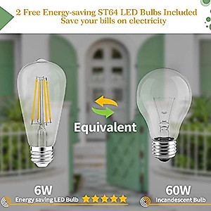 PARTPHONER Outdoor Light Fixtures Wall Mount, Porch Light with 2 LED Bulbs, Exterior Light Fixture Waterproof Anti-Rust Wall Sconce with Clear Glass and Black Aluminum for Garage, Doorway-2 Pack