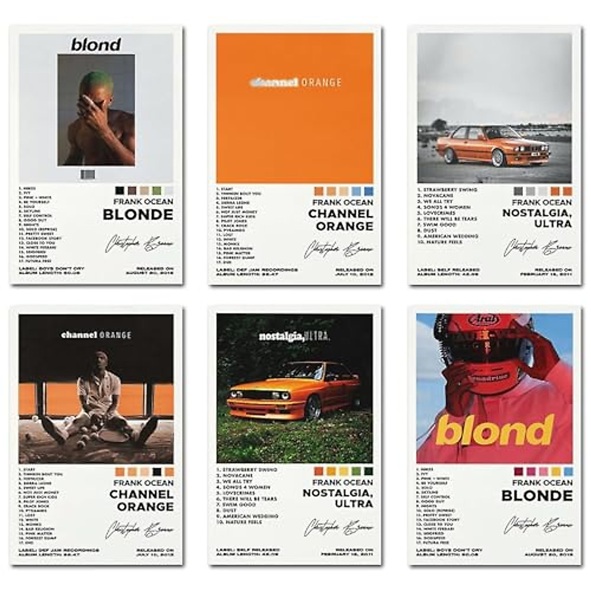 Bkioqoh A Set of 6 canvas posters,Frank Poster Ocean Blonde Poster Channel Orange Poster Nostalgia Ultra Poster 6 Piece Set,8x12IN Canvas Prints Unframed Set of 6