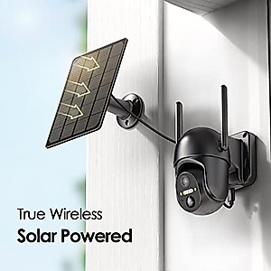 Solar Security Cameras Wireless Outdoor, SEHMUA 2K 360° View Battery Powered Outdoor Camera, WiFi Home Security with Spotlight Color Night Vision, PIR Sensor, 2-Way Audio, Siren Alarm, IP65 Waterproof