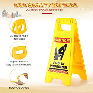 4 Pcs Poop in Progress Novelty Toilet Humour Warning Sign Toilet Occupied Funny Caution Sign Hilarious Secret Santa Gift for Bathroom Poop Sign for Restroom Office Decorations Hilarious Christmas