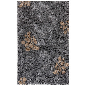 SAFAVIEH Florida Shag Collection Area Rug - 6' x 9', Grey & Beige, Floral Design, Non-Shedding & Easy Care, 1.2-inch Thick Ideal for High Traffic Areas in Living Room, Bedroom (SG464-8013)