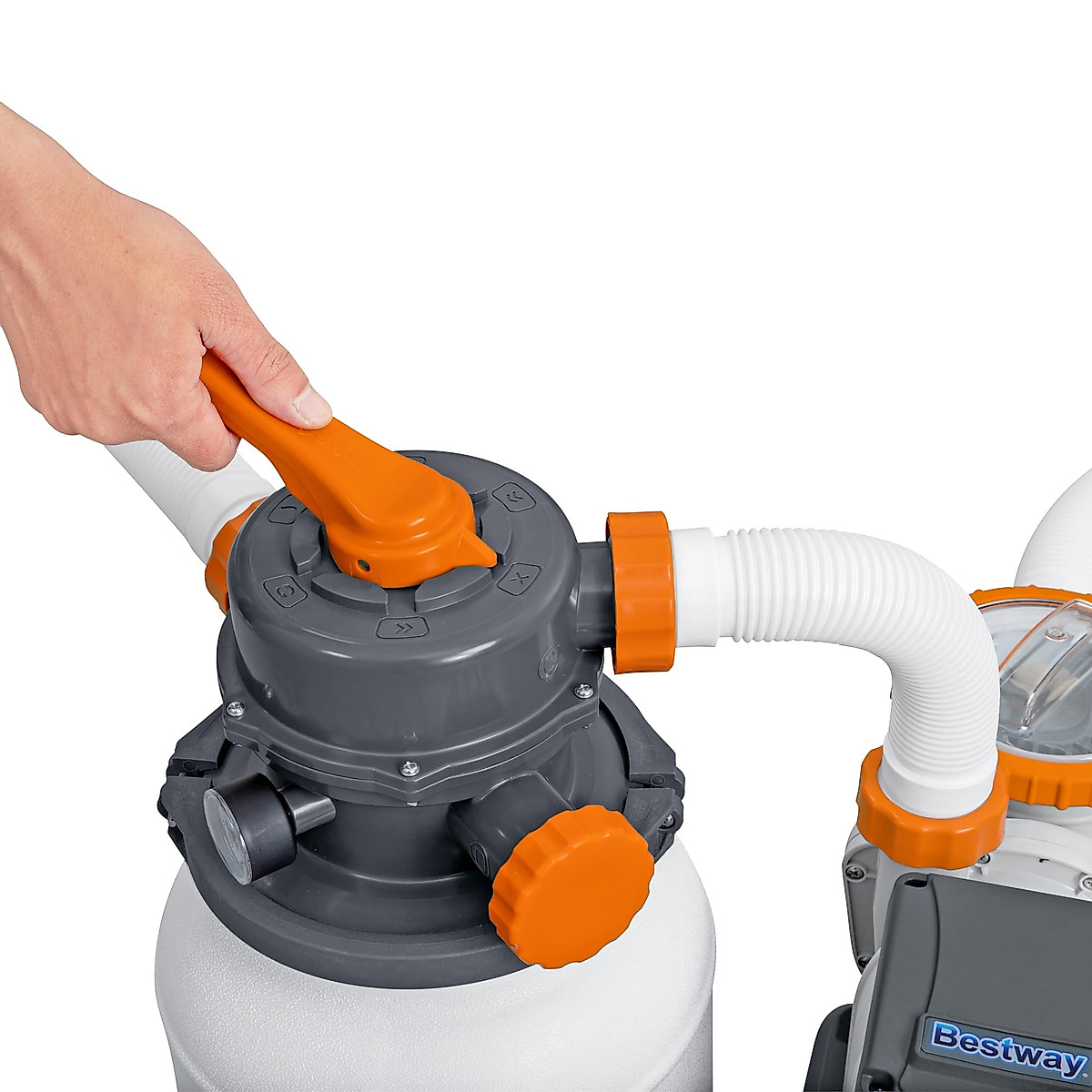 Bestway 58498E Flowclear 1500 Gallon Sand Filter Pool Pump for Above Ground 300 to 11,200 Gallon Swimming Pools with Adapter (Sand is Sold Separately)