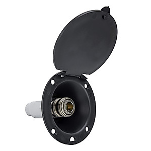 RecPro RV Exterior Spray Port Hook-Up Connector | Optional Hose with Sprayer or Quick Connector | RV Exterior Shower Port (Black, 15' Hose and Sprayer)