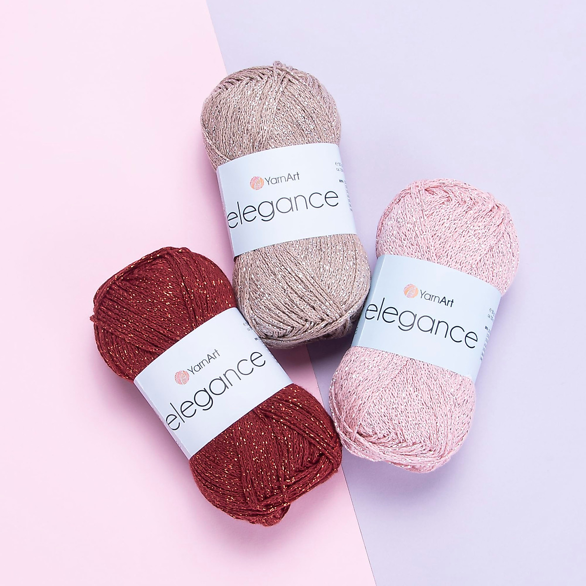 1 Skein YarnArt Elegance Sparkly Yarn, Cotton Metallic, 50 g (1.76 oz), 130 m (142 yd), Yarn Weight 2 : Fine-Sport, Sax Blue - 106