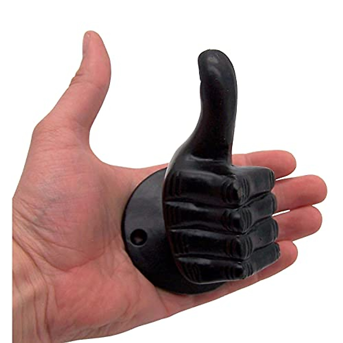 Rustic Weathered Cast Iron Thumbs Up Wall Hooks, Unique Home Décor, Set of 2, 4.5 Inches (Black)