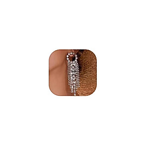 fxmimior Fashion Women Earrings Silver Tassel Full Rhinestones Ring Long Chain Drop Dangle Earrings Jewelry for Women