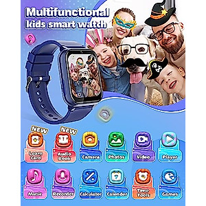 Fiechcco Kids Smart Watch Boys 4-6, Kids Watch Boys Gifts for Age 6-8 Birthday Christmas Stocking Stuffers for Kids Gifts for 3 5 7 6 8 Year Old Gift Ideas (Blue)