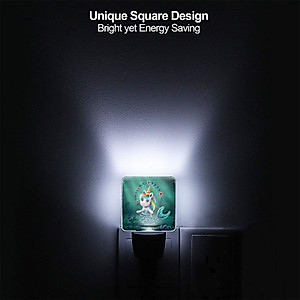 Cute Mermaid Unicorn Night Light Plug into Wall Decorative LED Lamp for Kids Children Girls Adult, Night Light Plug in Cute Mermaid Unicorn Nightlight for Bedroom Bathroom