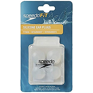 Speedo Unisex Swim Training Silicone Ear Plugs , White, 2 Pair (Pack of 1)