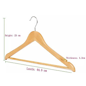 Wood Clothes Hanger Classic 10 Pack - Wooden Hangers 10 pcs - Slightly Curved Hanger Set - Solid Coat with Stylish Chrome Hooks - Heavy-Duty Clothes, Jacket, Shirt, Pants, Suit Hangers