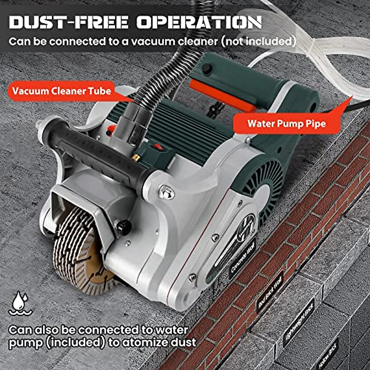 Huanyu Electric Wall Chaser 1 time Molding Wall Groove Cutting Machine Infrared Sighting 4800W Cutting Width 40mm Depth 35mm Wall Chaser Concrete Cutter Magnesium Alloy for Cement Brick Marble 110V