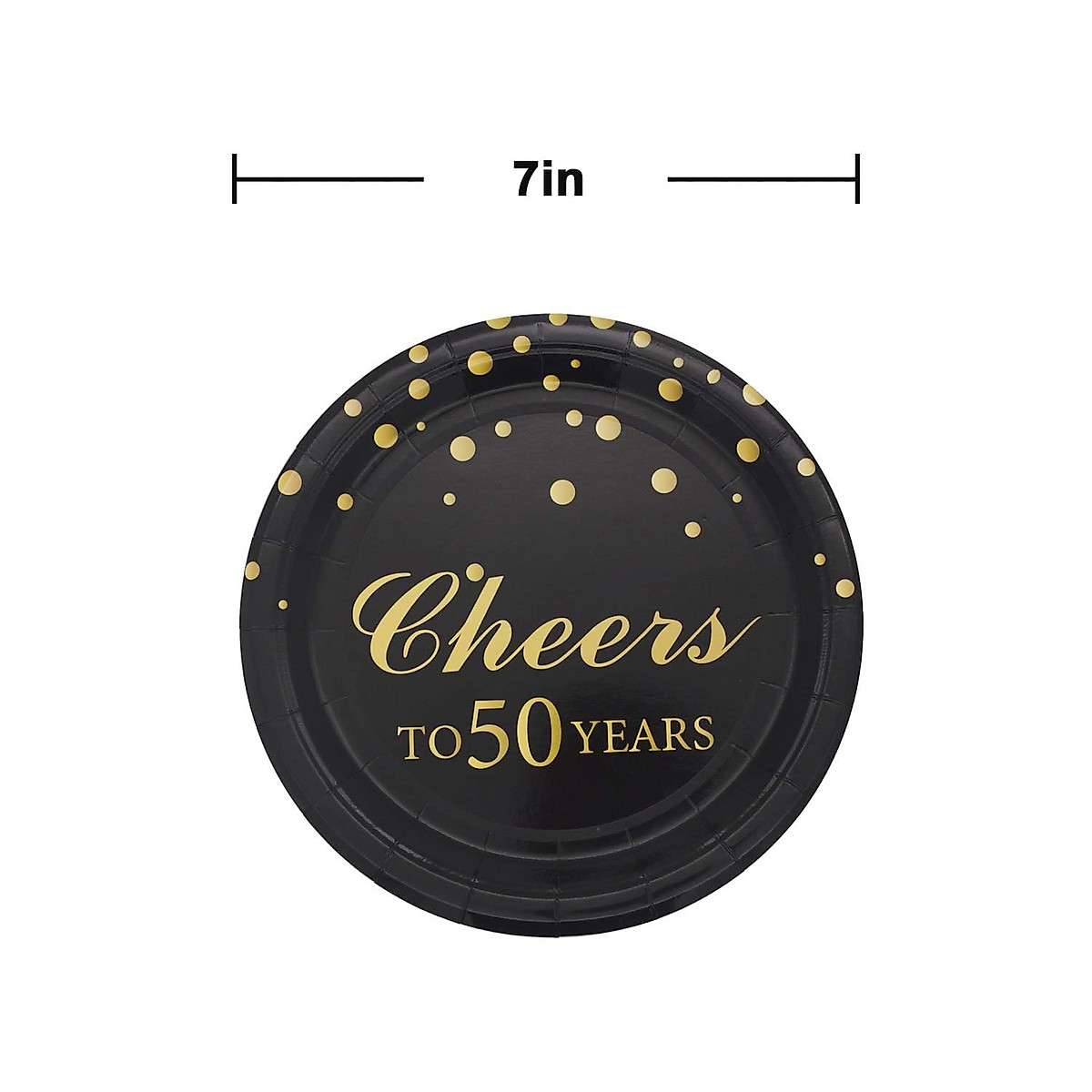 Pandecor 50th Birthday Party Supplies,50 PCS Cheers to 50 Years Disposable 7 Inch Paper Plates Dessert Plates for 50 Years Anniversary Party