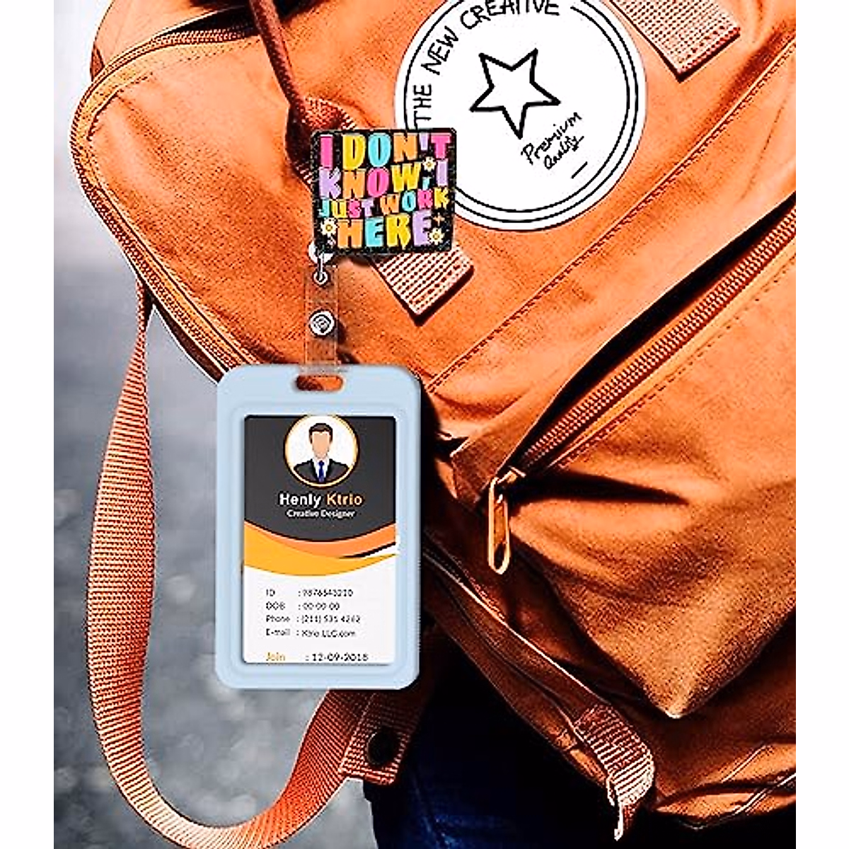 Badge Reel Retractable with Alligator Clip I Just Work Here Funny ID Clip Nurse Name Badge Holder Nurse Office Worker Teacher Students Acrylic Badge Clip