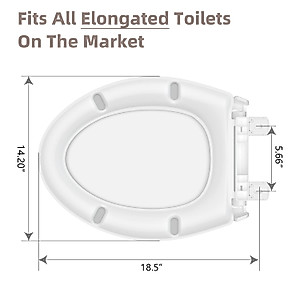 Elongated Toilet Seat, Slow Close Quick-Release Hinges, Heavy Duty Soft Close, Oval(Oblong) Toilet Seat For Elongated Toilets, Quiet-Close Lid And Seat, Easy To Install And Clean, Never Loosen, White