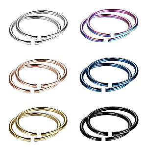 FIBO STEEL 18G 5PCS Stainless Steel Body Jewelry Piercing Nose Ring Hoop Nose Piercing