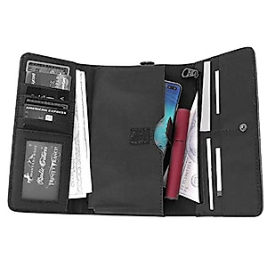 Montana West Womens Wallet Clutch Wallets Credit Card Coin Bill Try Fold Accordion (Patina Buckle Black)