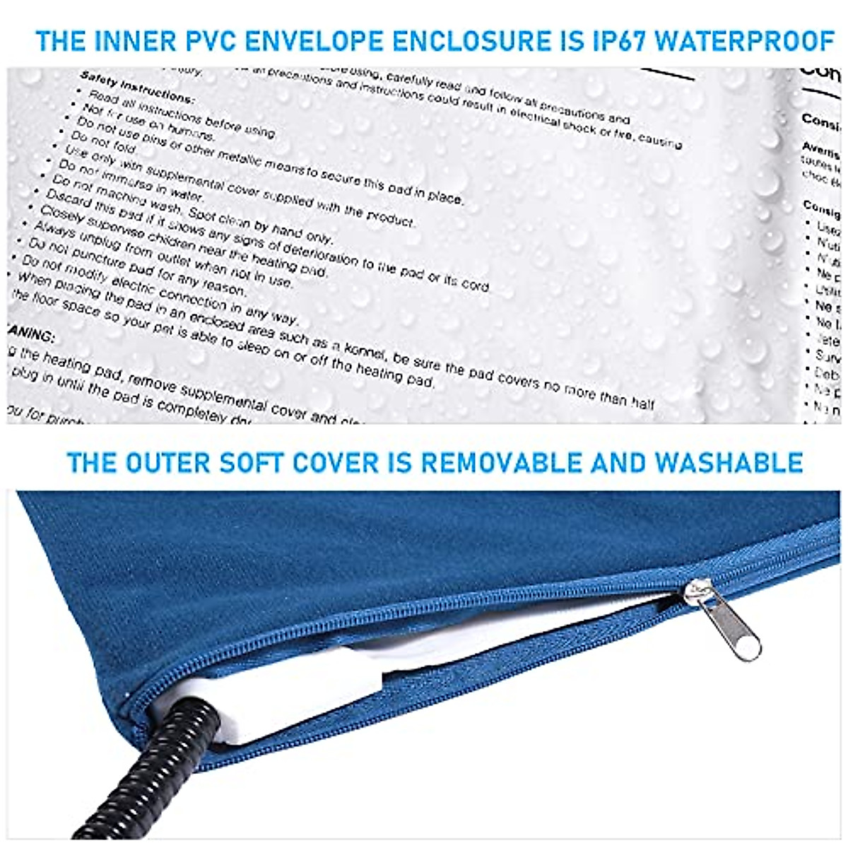 clawsable Super Large Size Pet Heating Pad Electric Heating Pad for Dogs, Waterproof Dog Cat Heating Pad, Adjustable Warming Mat with 6 Temperature & 4 Timers Set Auto Off Anti-Chew Cord (XL-48"x28")