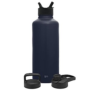Simple Modern Water Bottle with Straw, Handle and Chug Lid Vacuum Insulated Stainless Steel Metal Thermos Bottles | Big Leak Proof BPA-Free Flask for Gym, Sports | Summit Collection | 84oz, Deep Ocean