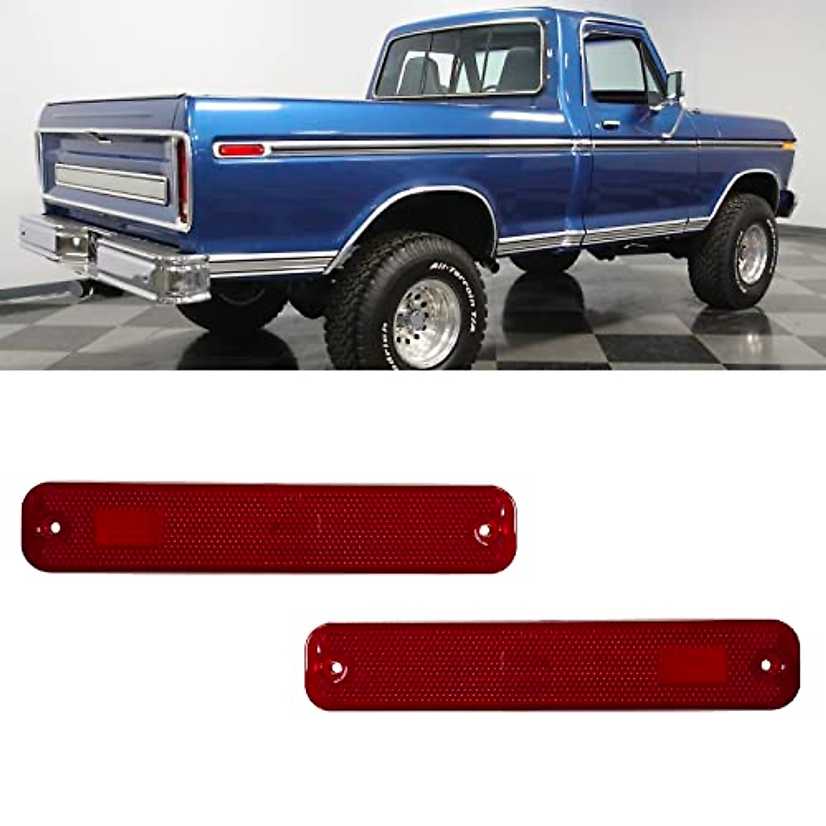 KYYET Rear Red Lens Side Marker Light Housing Fits for Ford F Series Truck 1973-1979/ Bronco 1978-1979/ E-Series Econoline 1975-1991