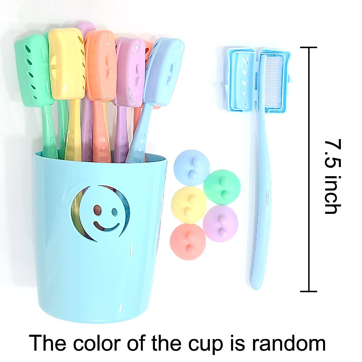 Toothbrushes Kit Set Extra Soft Head Jumbo Giant Large Size Manual Toothbrush 10pcs with Brush Cap Cover 10pcs Wall Holder 5pcs Multipurpose Cup (Random Color) Oral Care Clean