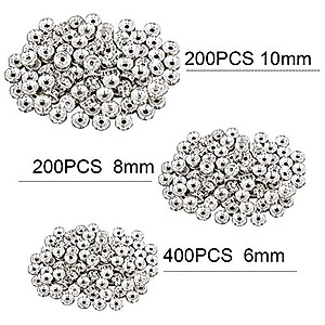 800 Pieces Round Rondelle Spacer Beads Crystal Rhinestone Loose Bead Rondelle Charm Beads 6 mm 8 mm 10 mm for Necklaces Bracelets Jewelry Making (Silver)