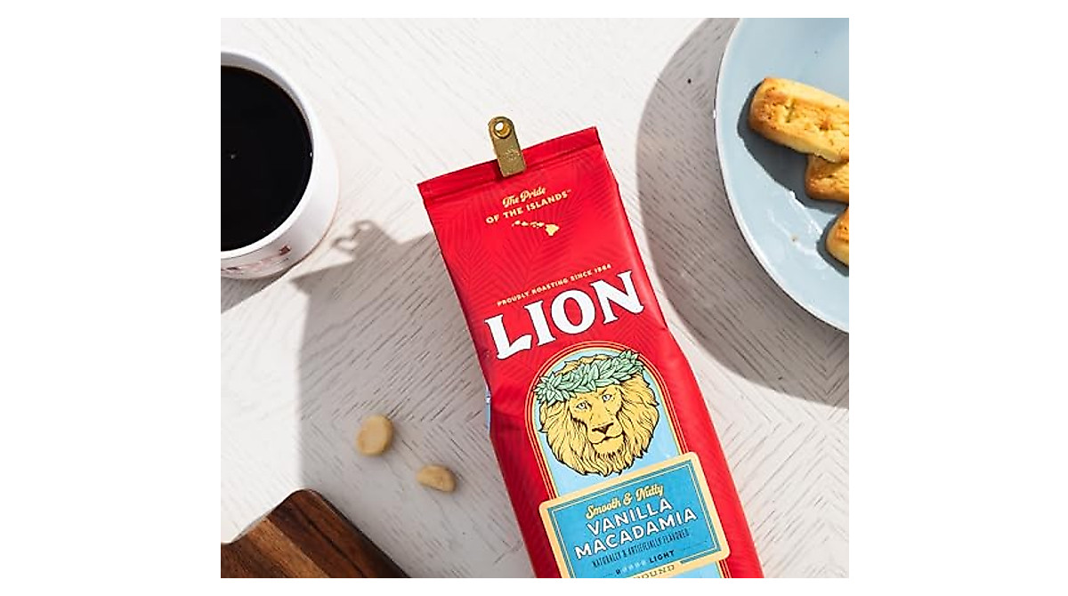 Lion Coffee Vanilla Macadamia Light Roast Ground Coffee 24oz