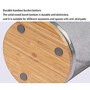 Trash Can Creative Iron Wire Mesh Trash Can Set Living Room Kitchen Bathroom Garbage Bin Office Thick Bamboo Bottom Paper Basket Waste Bin (Color : Purple)