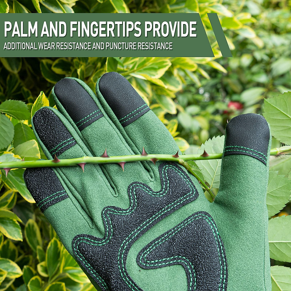 PHIRAH Gardening Gloves for Women Rose Pruning Thorn Proof Breathable Touchscreen Garden Gloves Long Forearm Protection Gauntlet Adjustable Flexible Working Gloves(Green, XL)