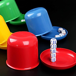 NUOBESTY Dice Cup Set Games Professional Plastic Dot Dices for Liars Farkle Bar Ktv Anti Cheating Dice Box with 5 Dices (Red)