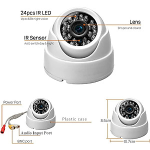Vanxse® CCTV 24ir Leds 1/3 CCD 800tvl Indoor Dome Audio Camera D/n Security Surveillance Camera