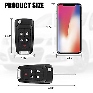 Pilida Keyless Entry Remote Control Compatible with Chevrolet Equinox Sonic OHT01060512 Flip Replacement OEM Car Key Fob 5 Button 2 Pcs