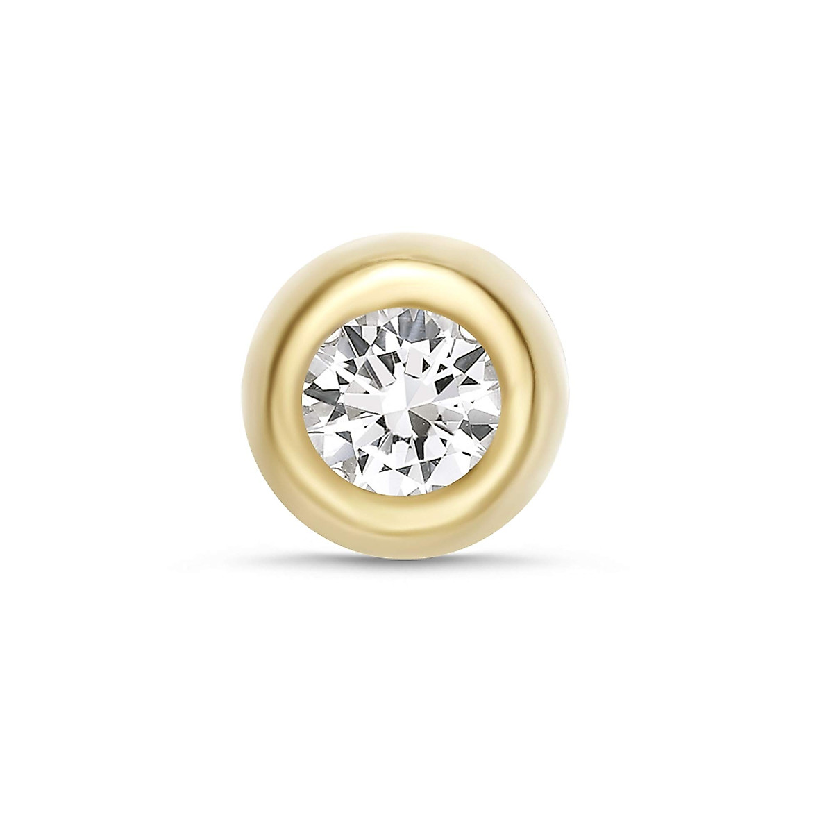 Lavari Jewelers 16 Gauge Labret Monroe Style Stud Ball Lip Ring in 14k Yellow Gold with 3 mm Cubic Zirconia