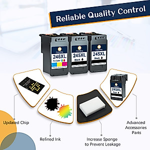 ColorKing Compatible Ink Cartridge Replacement for Canon 245XL 246XL PG-245XL CL-246XL 243xl 244xl for PIXMA MX492 MX490 MG2522 MG2922 MG2520 MG2420 TR4520 MG2920 TS3300 TS3122 TS3100 Printer (3 Pack)